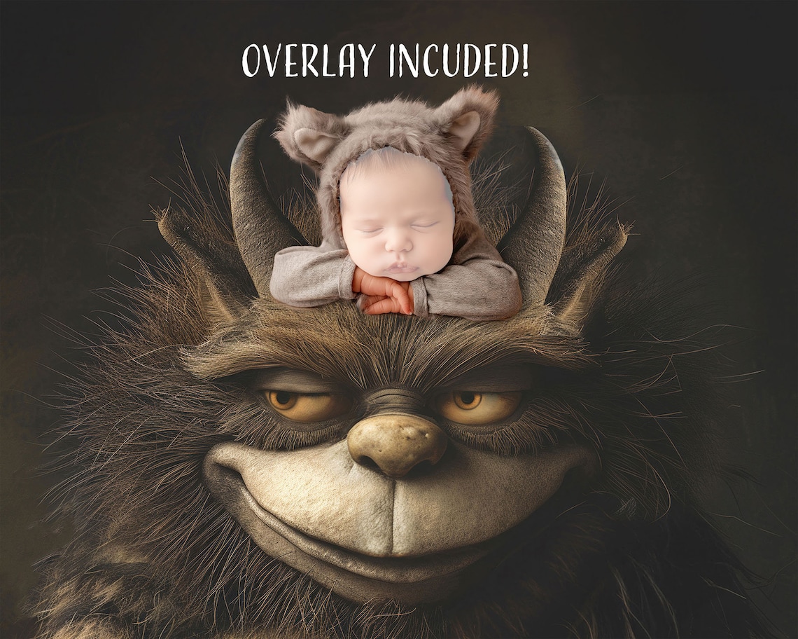Little Monster 2 Newborn Digital Backdrop Adorable Fantasy Scene for ...