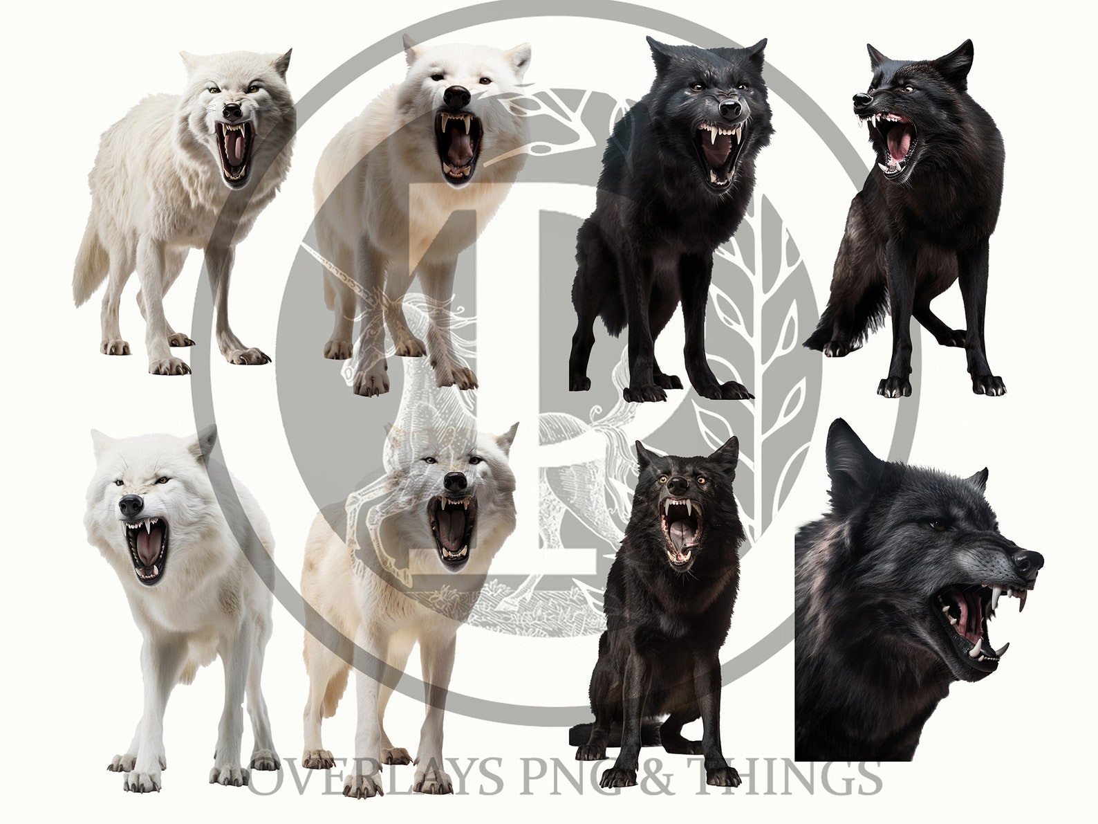 Black Wolf Digital Overlayswhite Wolf PNG Overlays Animal - Etsy