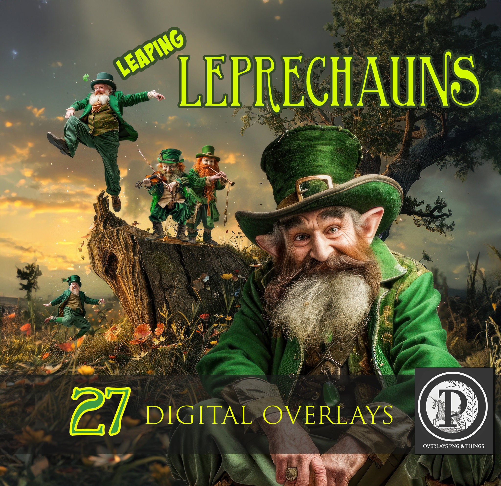 Leaping Leprechaun Overlay Bundle: Enchanting Elements for Whimsical ...