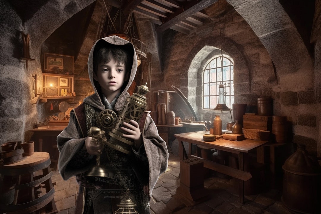 Fantasy Medieval Wizard Workshop Digital Background / Wizard Workshop ...