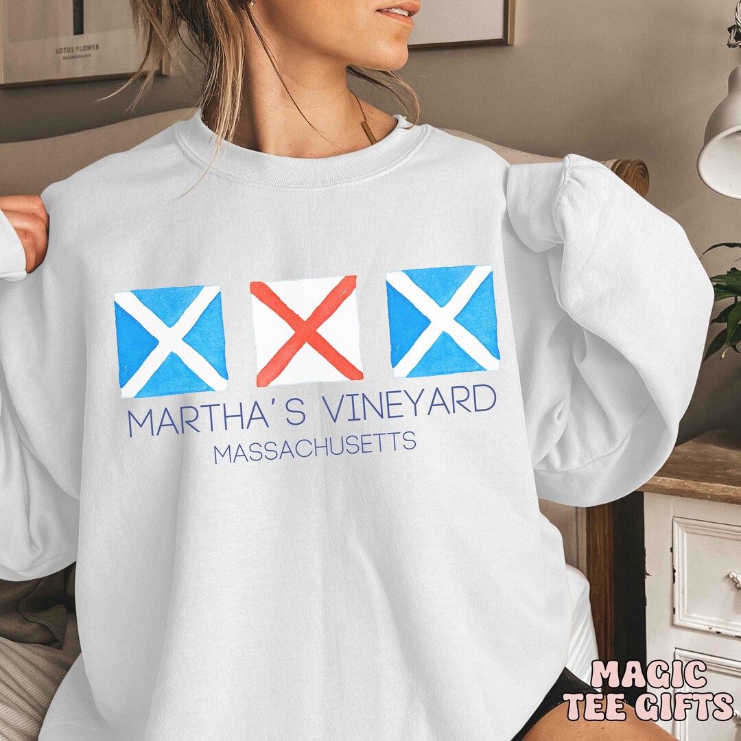 Martha's Vineyard Nautical Flag Sweatshirt Vintage Style Crewneck ...