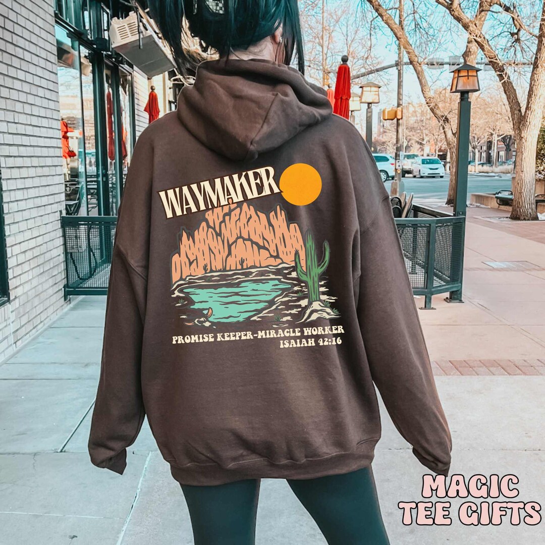 Waymaker Boho Desert Western Christian Hoodie Bible Verse Christian ...
