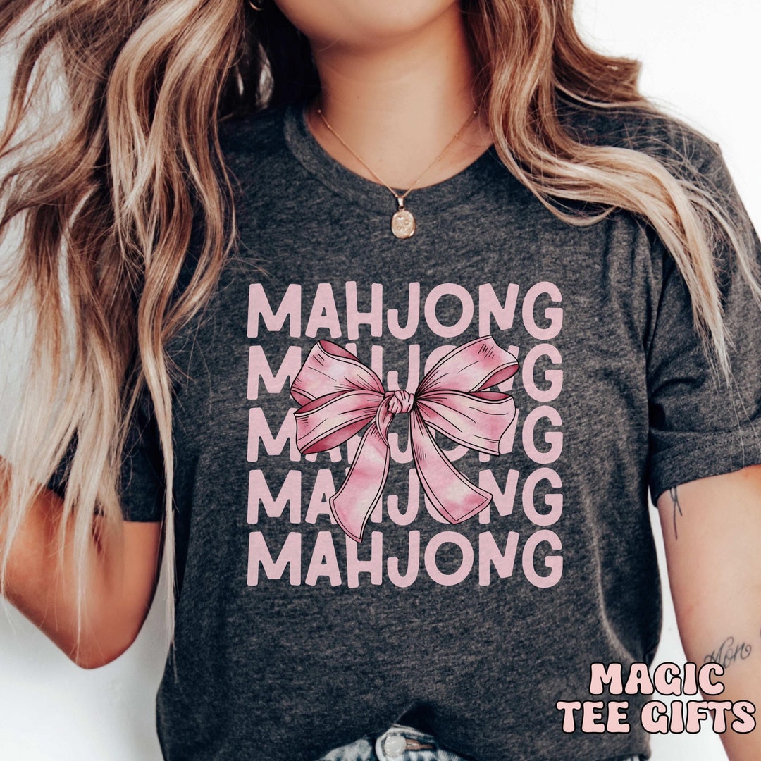 Coquette Mahjong Pink Bow Tshirt Mahjong Queen in My Mahjong Era Shirt ...