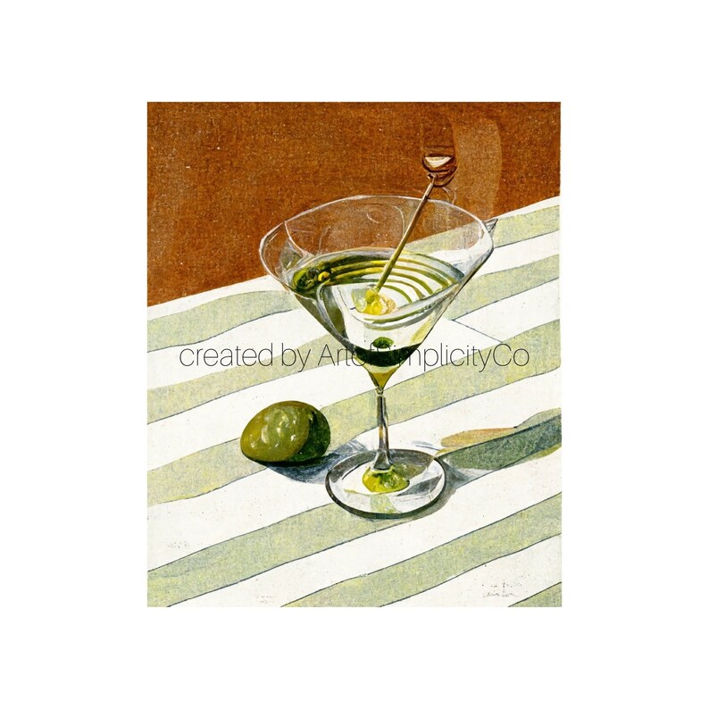 Printable Martini Wall Art, Minimalist Retro Digital Print, Poster - Etsy
