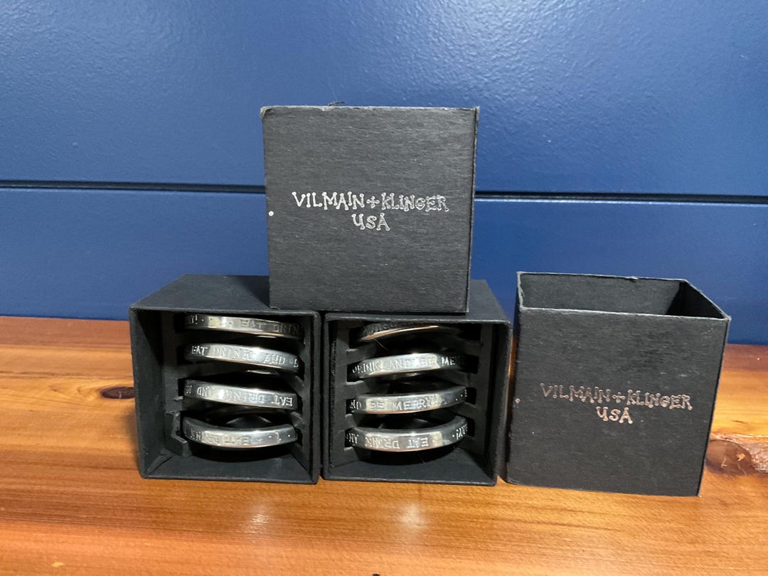 Vilmain Klinger USA, Pewter or Nickel Napkin Rings eat Drink and Be ...