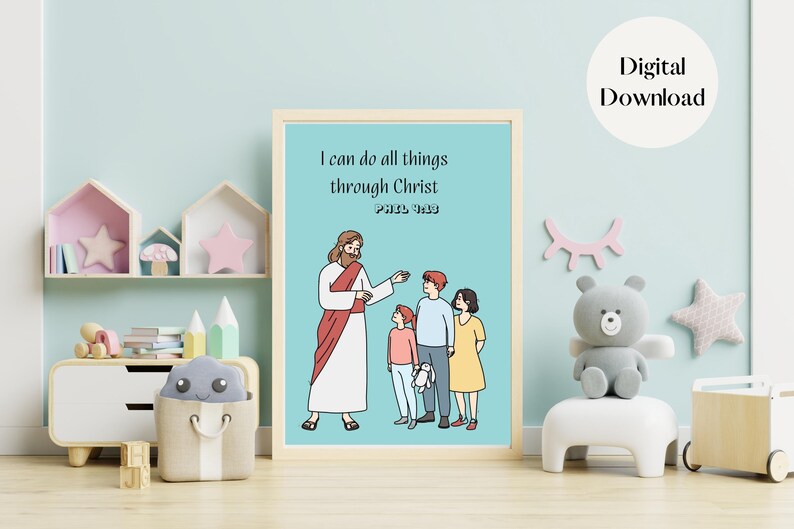 Children Wall Decor, Christian Nursery, Kids Bible Verse, Set of 6 Room ...