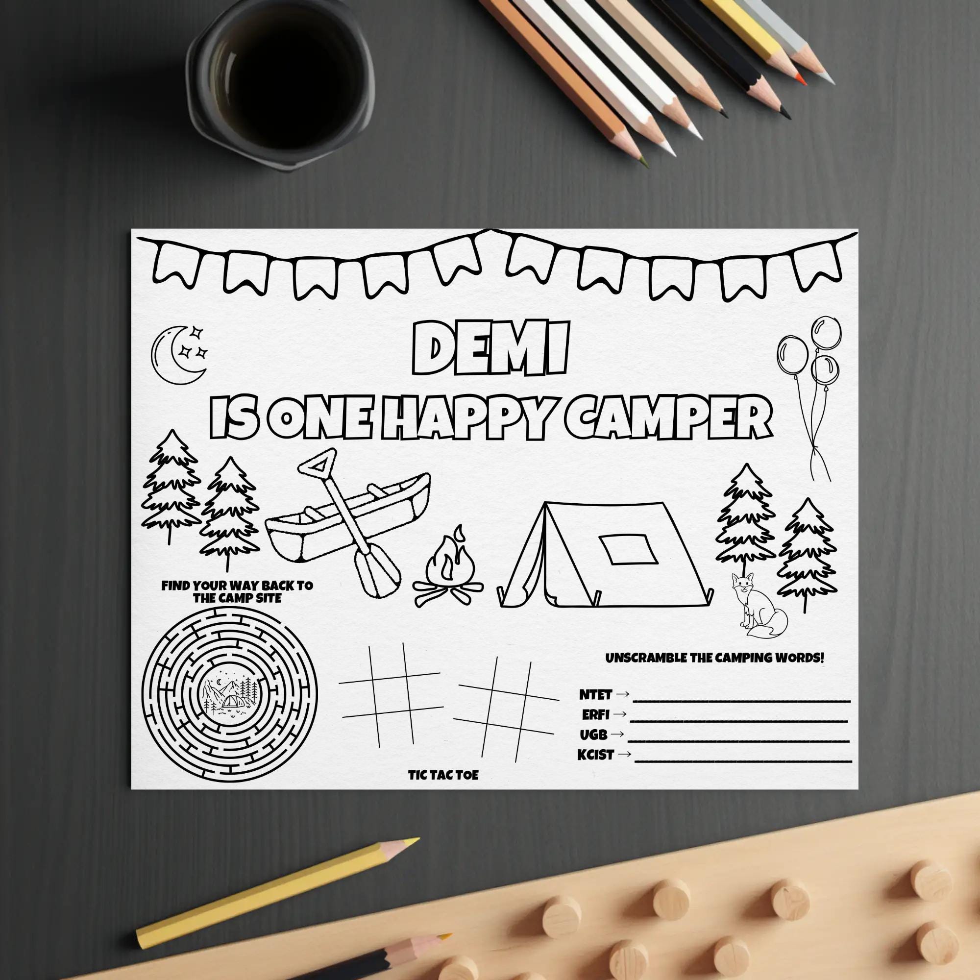One Happy Camper Birthday Activity Sheet – Editable Canva Template ...