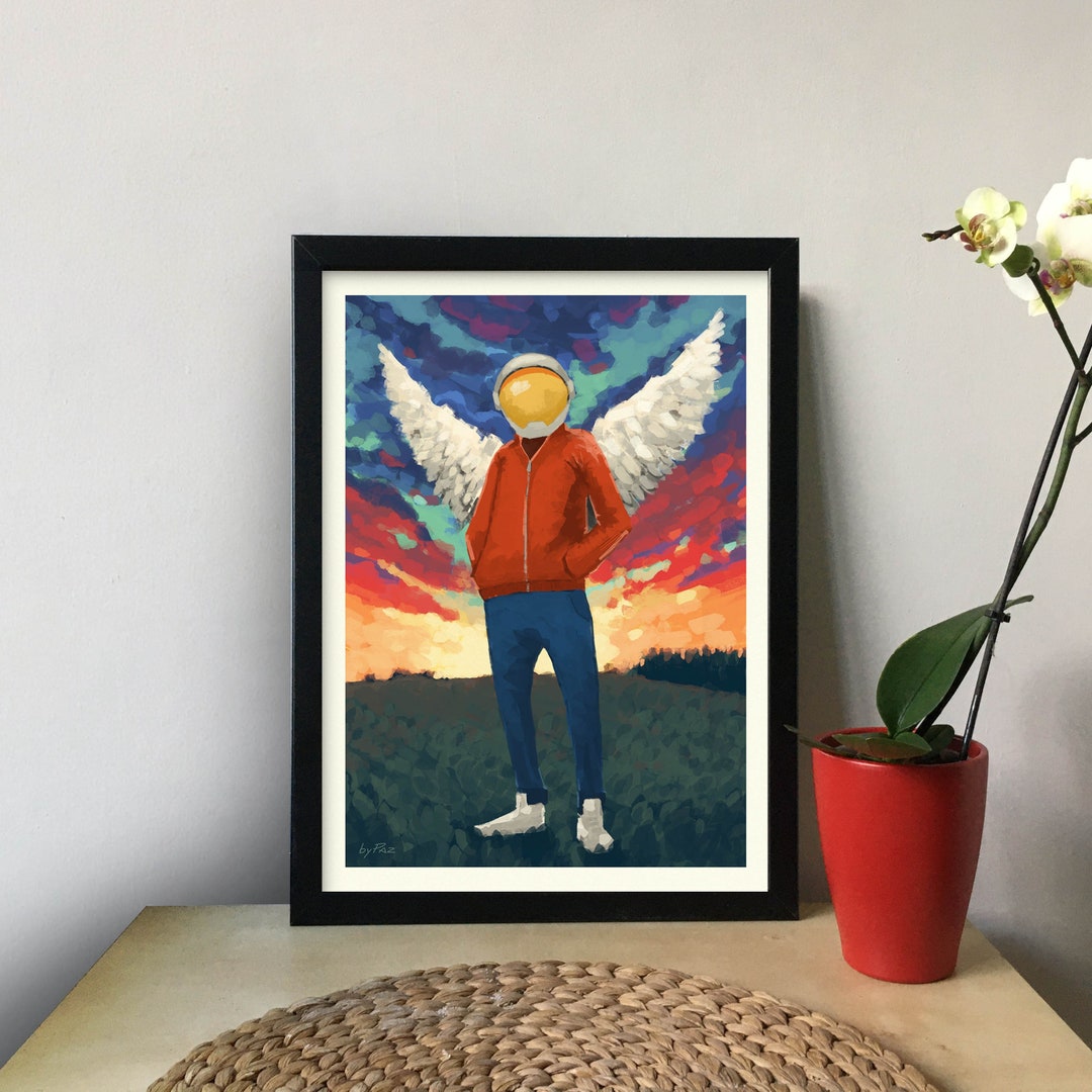 Astronaut in a Sunset, Astronaut Angel Illustration, Casual Jacket ...