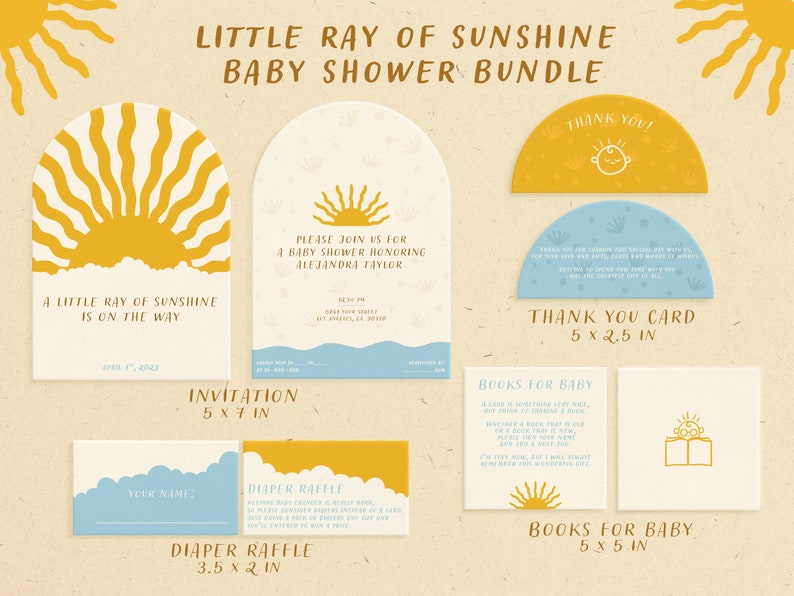 Little Ray of Sunshine Baby Shower Invitation Bundle - Etsy