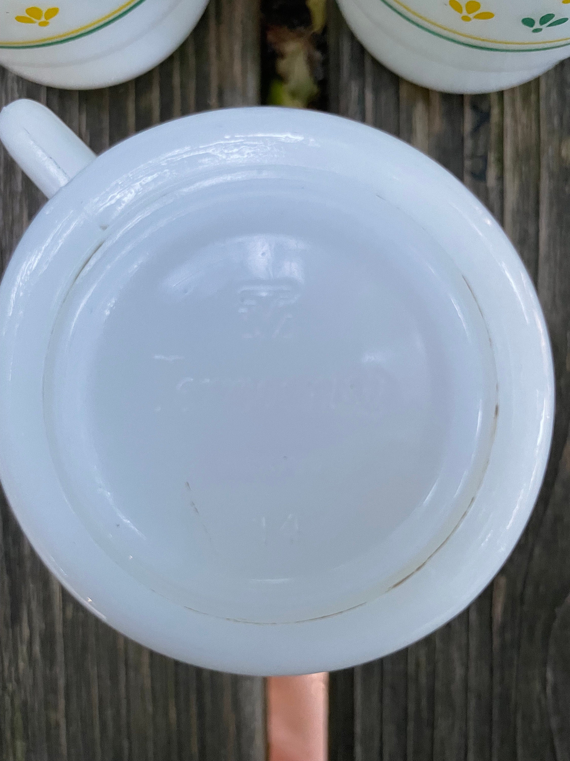 Vintage Milk Glass Mugs Set of 3 Termocrisa Green and Yellow on White ...