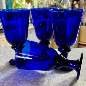 Set of 4 Libbey Cobalt Blue Vintage Goblets - Etsy