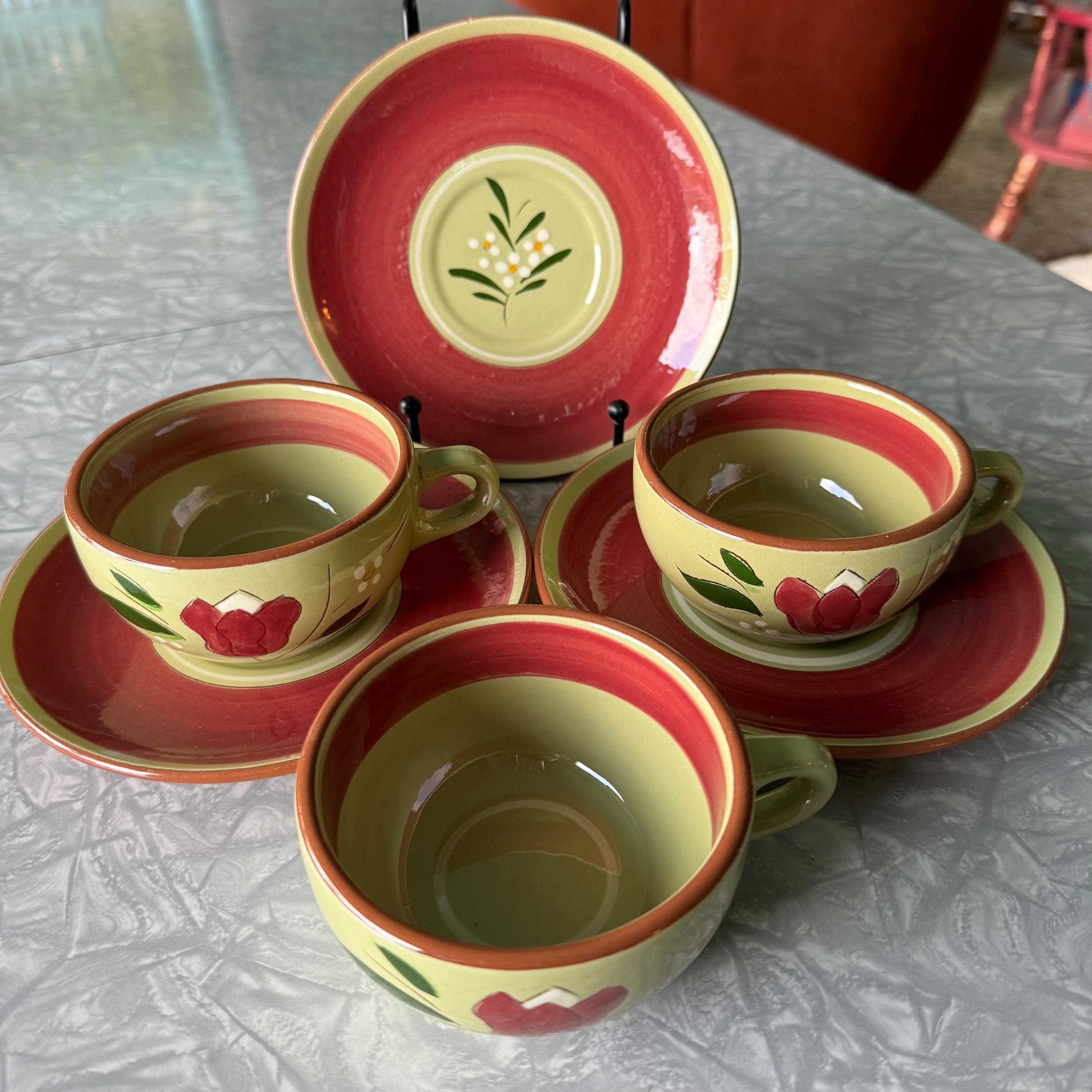 Set of 3 Stangl Magnolia Cups and Saucers MCM 6 Piece Set - Etsy