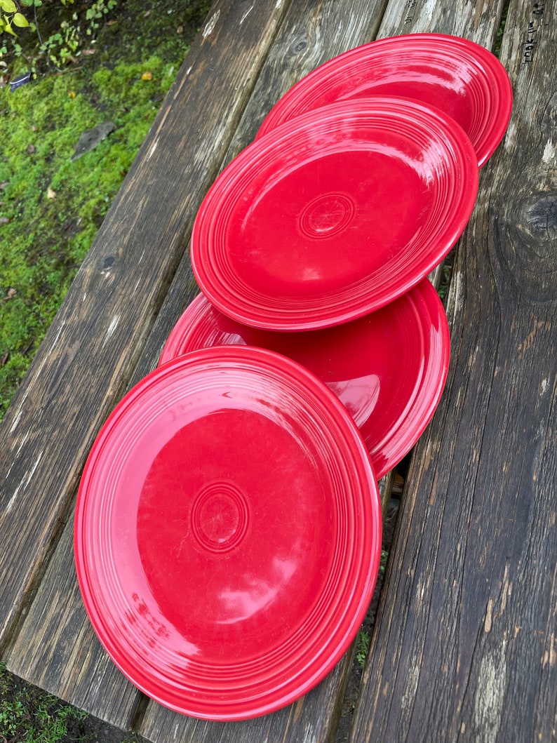 Set of 4 Red Scarlet Fiesta Dinner Plate 10 1/2 Vintage P86 Fiesta Ware ...