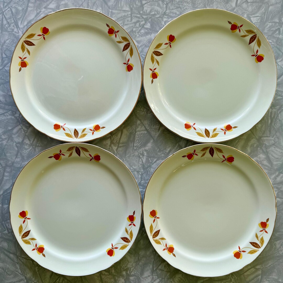 Set of 4 Salad Dessert Plates Hall Autumn Leaves 7 1/4" Plates MCM - Etsy
