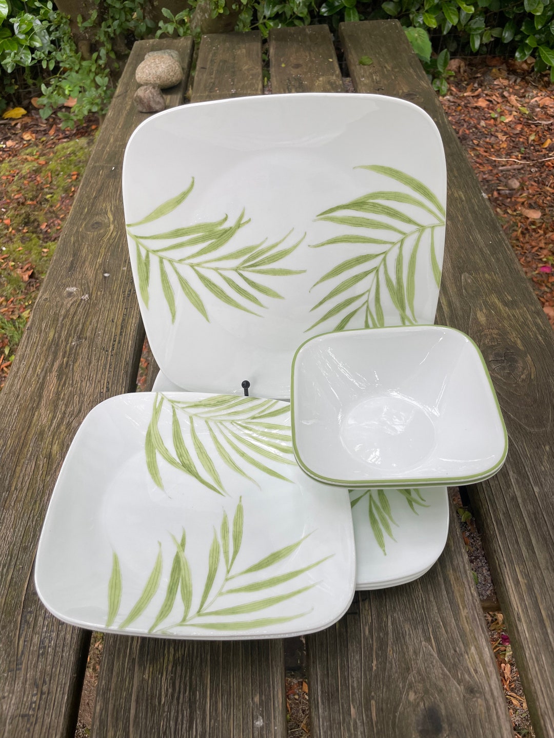 Corelle Bamboo Leaf Your Choice Dinner Plate, Lunch Plate, Soup or ...