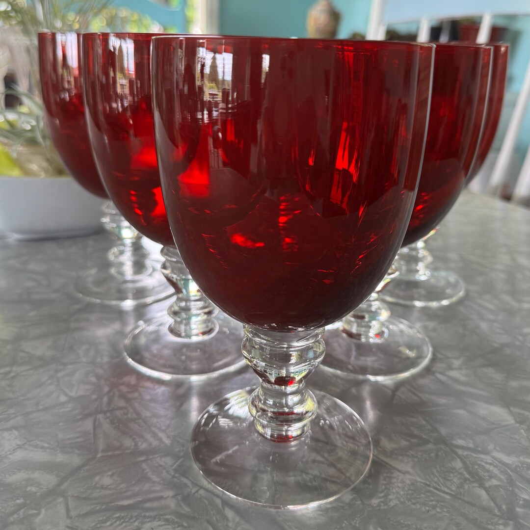 Set of 6 Zrike Camelot Ruby Red Vintage Water Wine Red Crystal - Etsy