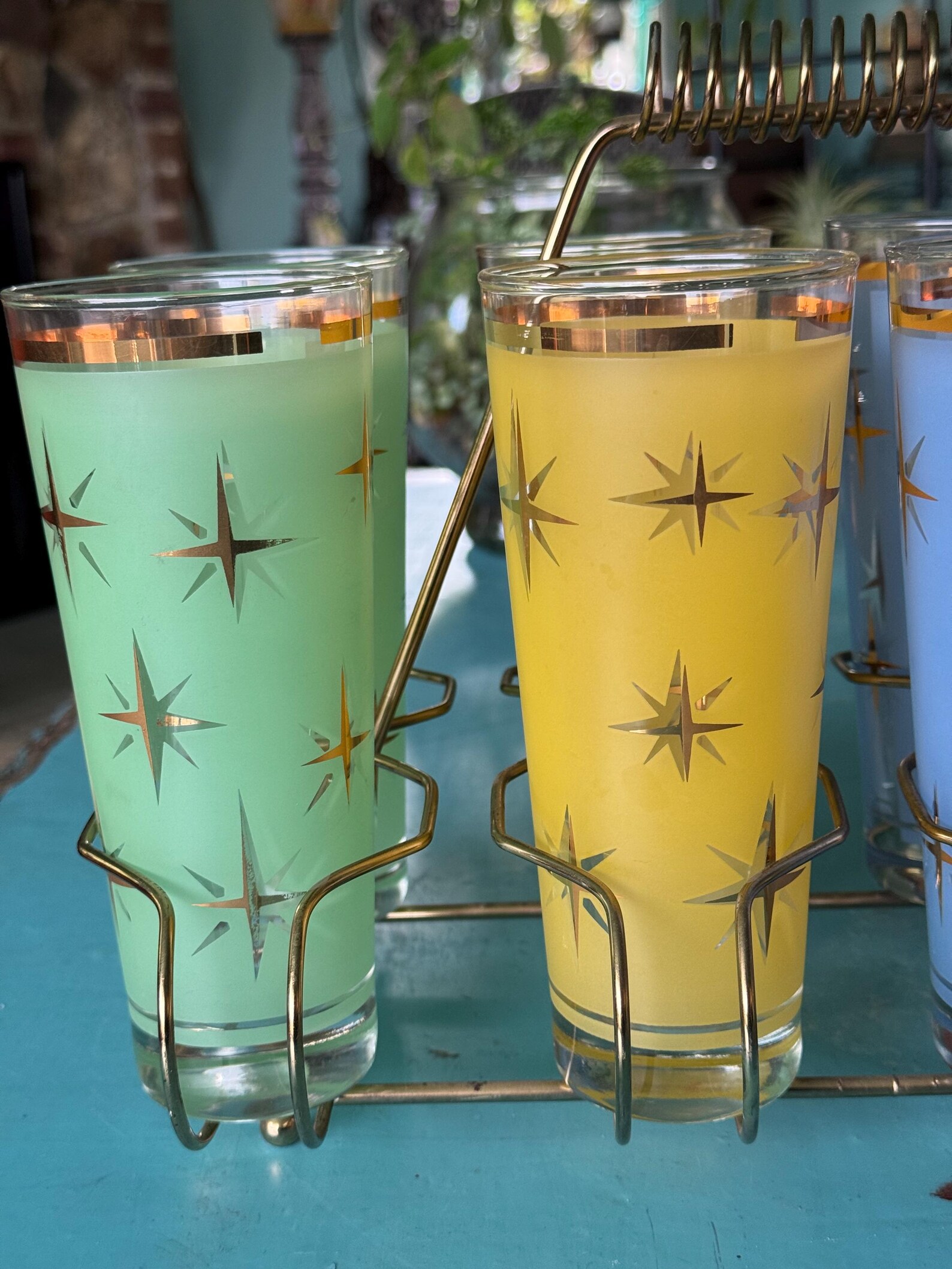 Bartlett Collins Atomic North Star Set of 8 Highballs Frosted Pastels ...
