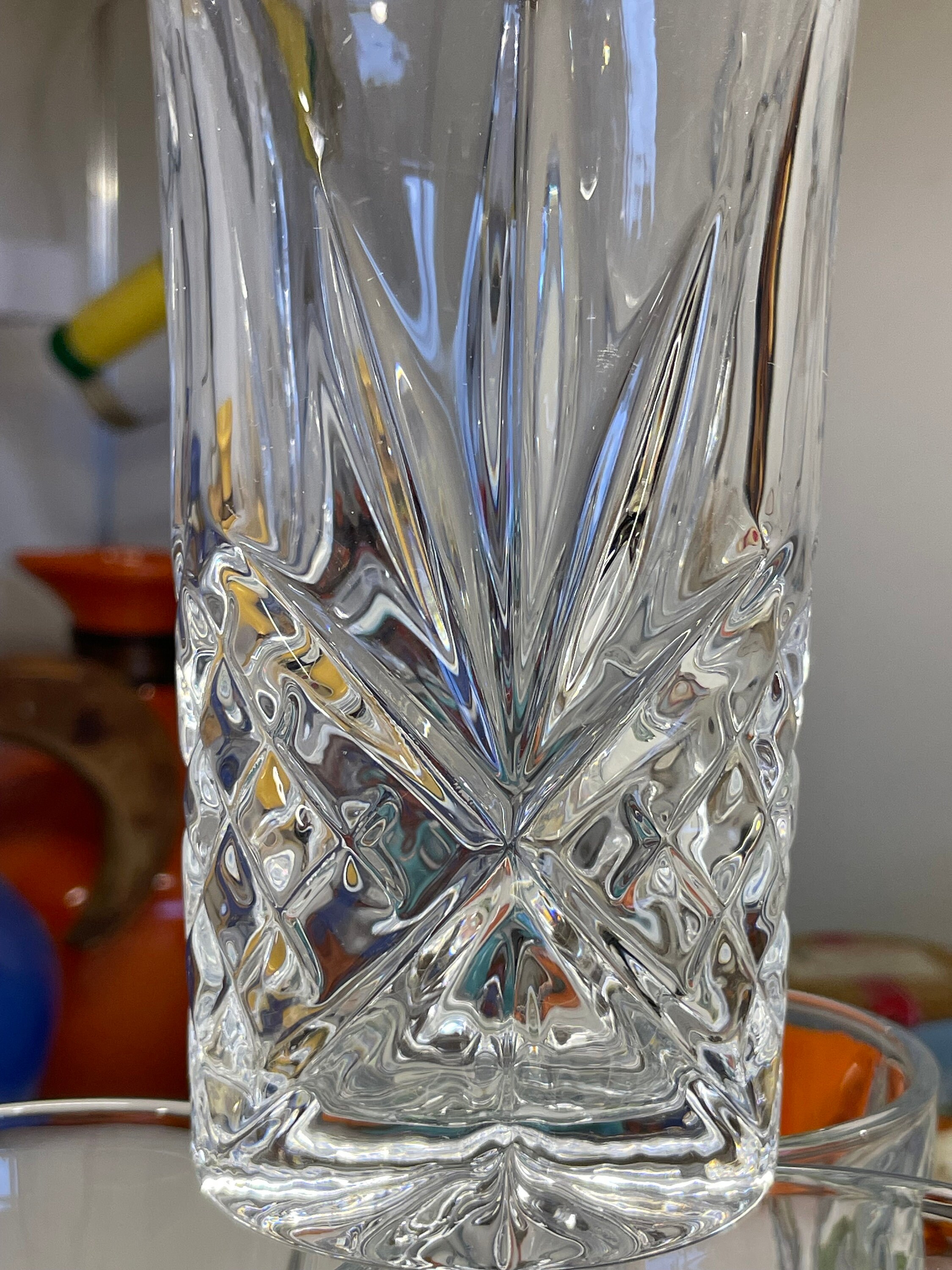 Set of 4 Godinger Crystal Highball Glasses Fan Leaf Design - Etsy