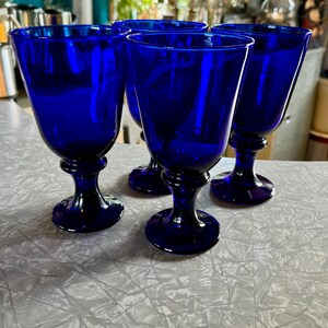 Set of 4 Libbey Cobalt Blue Vintage Goblets - Etsy