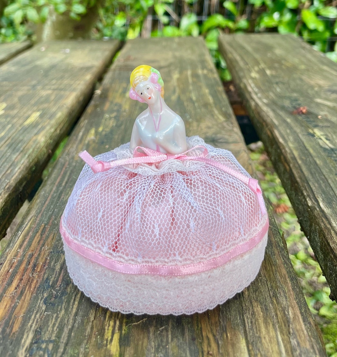 Vintage Half Doll Pin Cushion With Tulle and Satin and Lace - Etsy