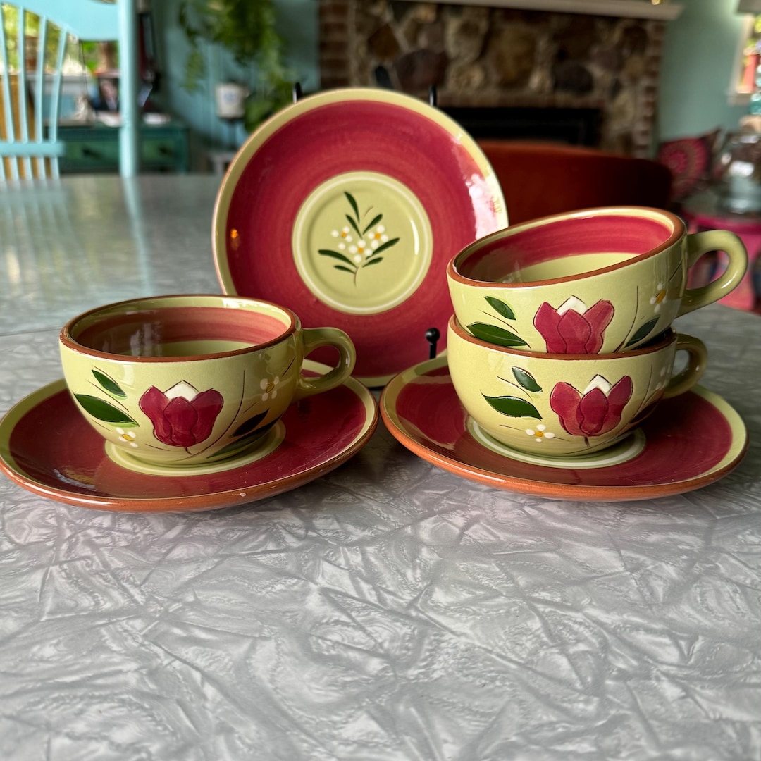 Set of 3 Stangl Magnolia Cups and Saucers MCM 6 Piece Set - Etsy
