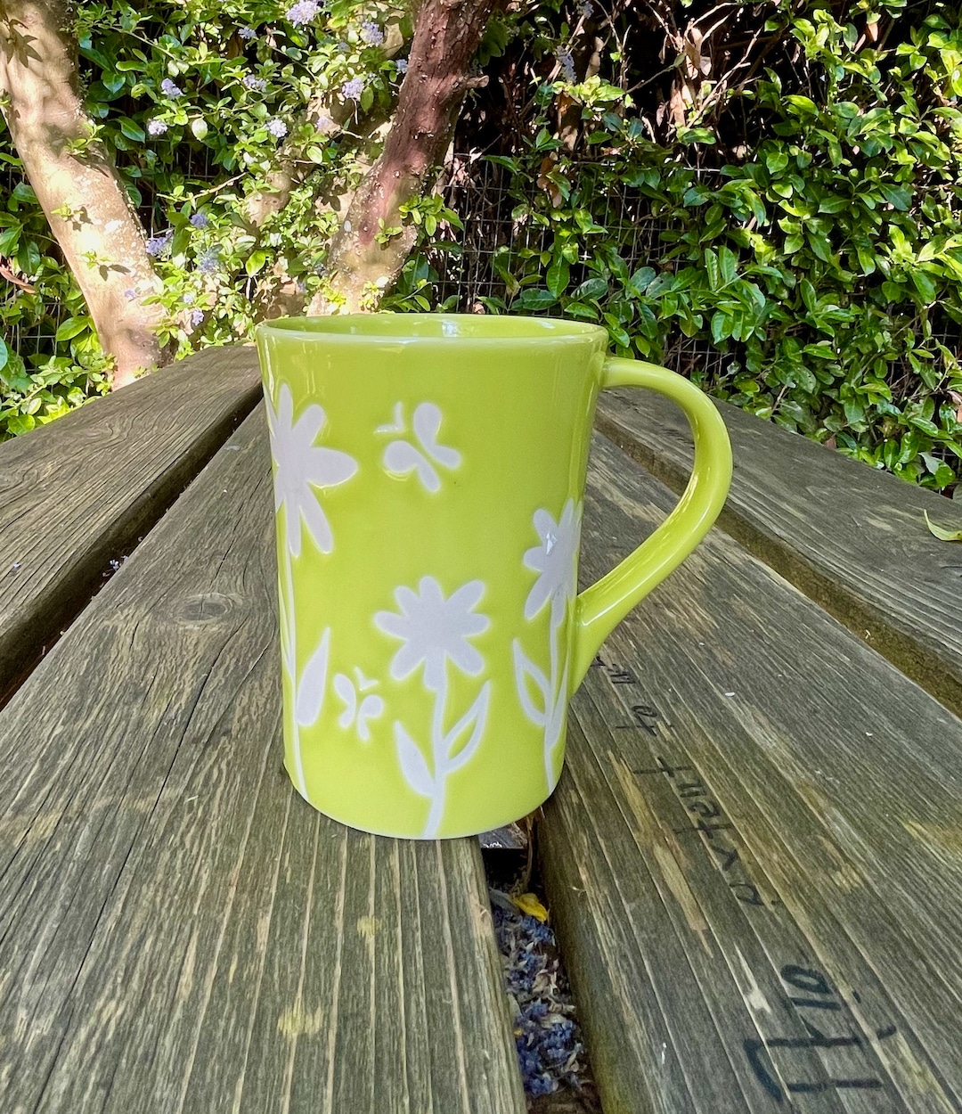Starbucks Vintage Collectible Mug Lime Green Daisy Butterfly 12 Oz Cup ...