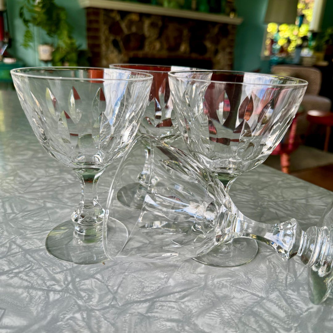 Set of 4 Tiffin-franciscan Crystal Wine Glasses Mt Vernon Pattern - Etsy