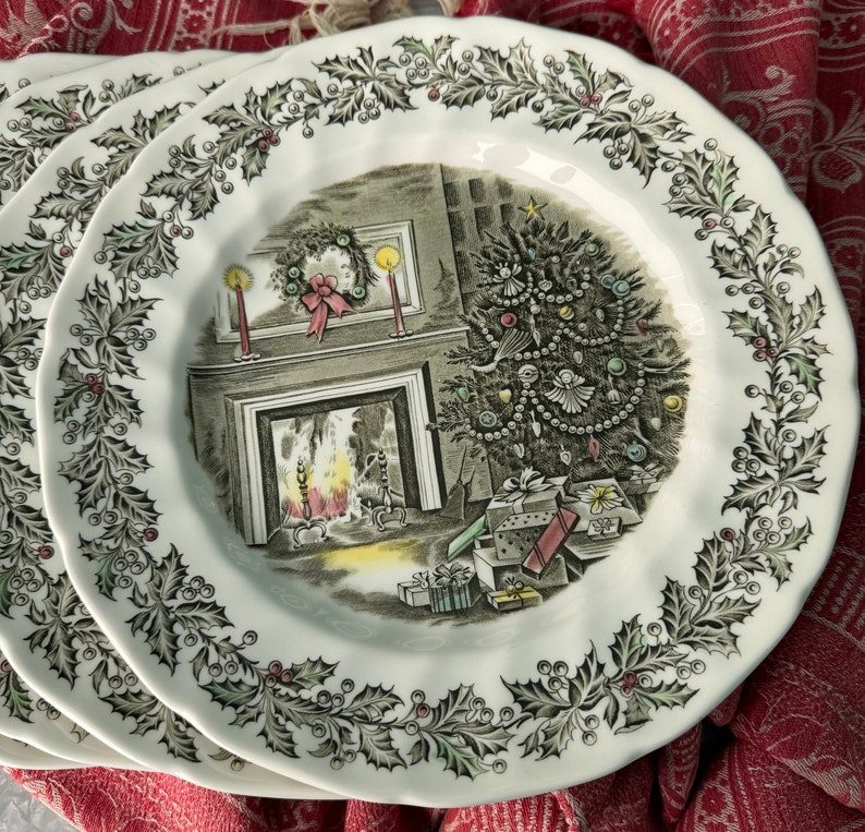 4 Dinner Plates Merry Christmas English Ironstone by Johnson Brothers ...