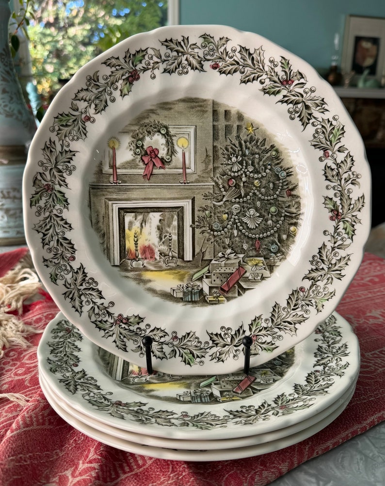 4 Dinner Plates Merry Christmas English Ironstone by Johnson Brothers ...