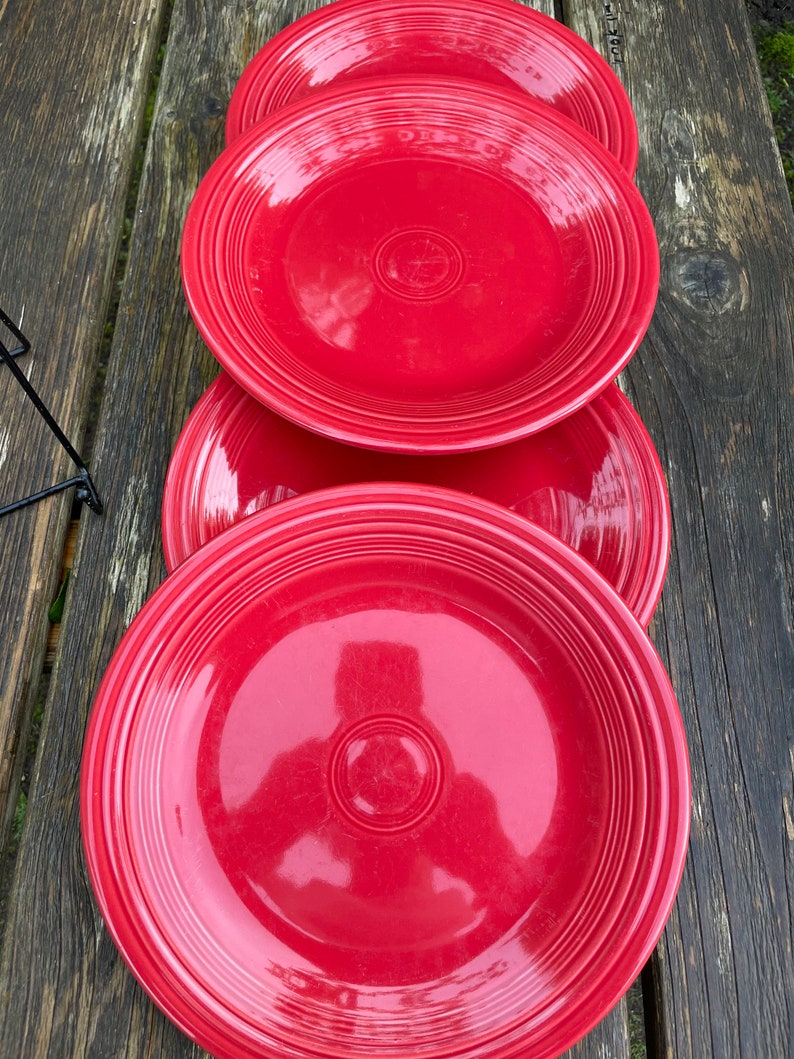 Set of 4 Red Scarlet Fiesta Dinner Plate 10 1/2 Vintage P86 Fiesta Ware ...