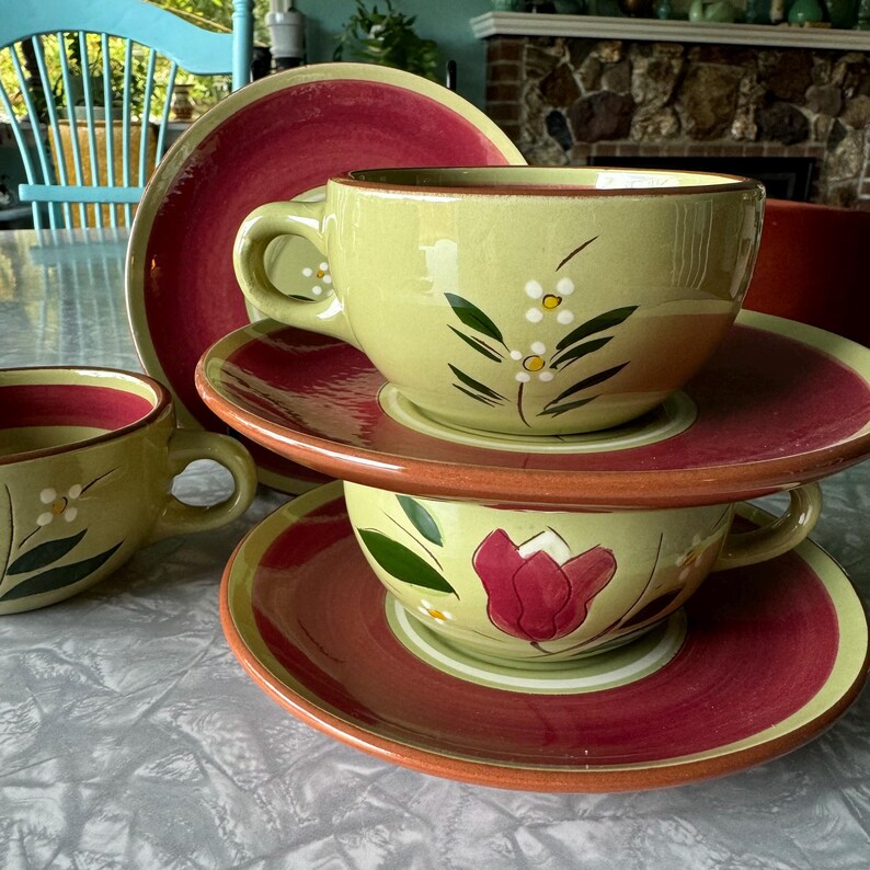 Set of 3 Stangl Magnolia Cups and Saucers MCM 6 Piece Set - Etsy