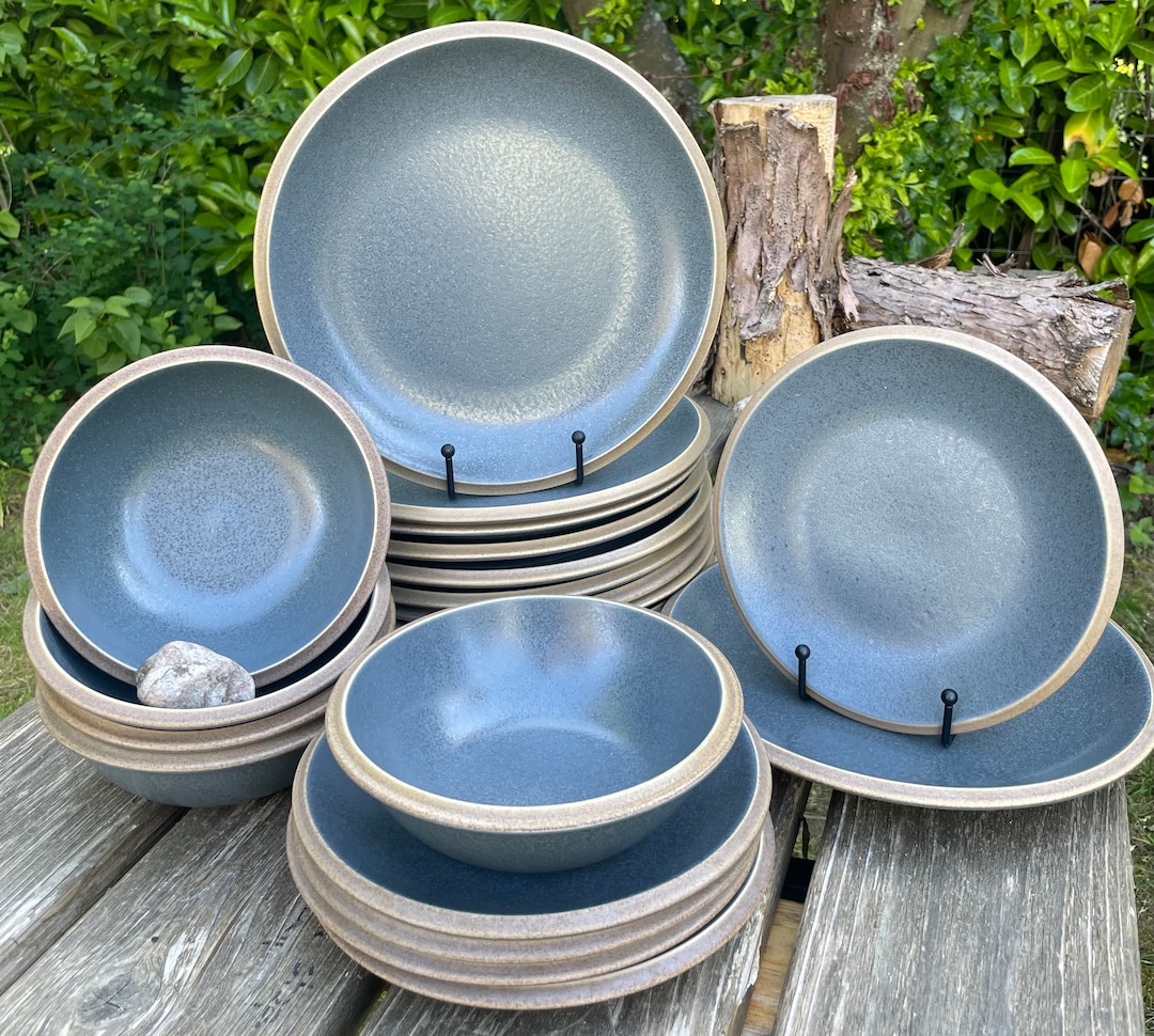 Dansk Santiago Gray Stoneware Dinner Plates Salad Plates Bowls Cup ...
