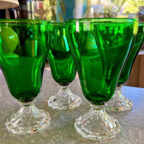 Green Water Goblets - Etsy
