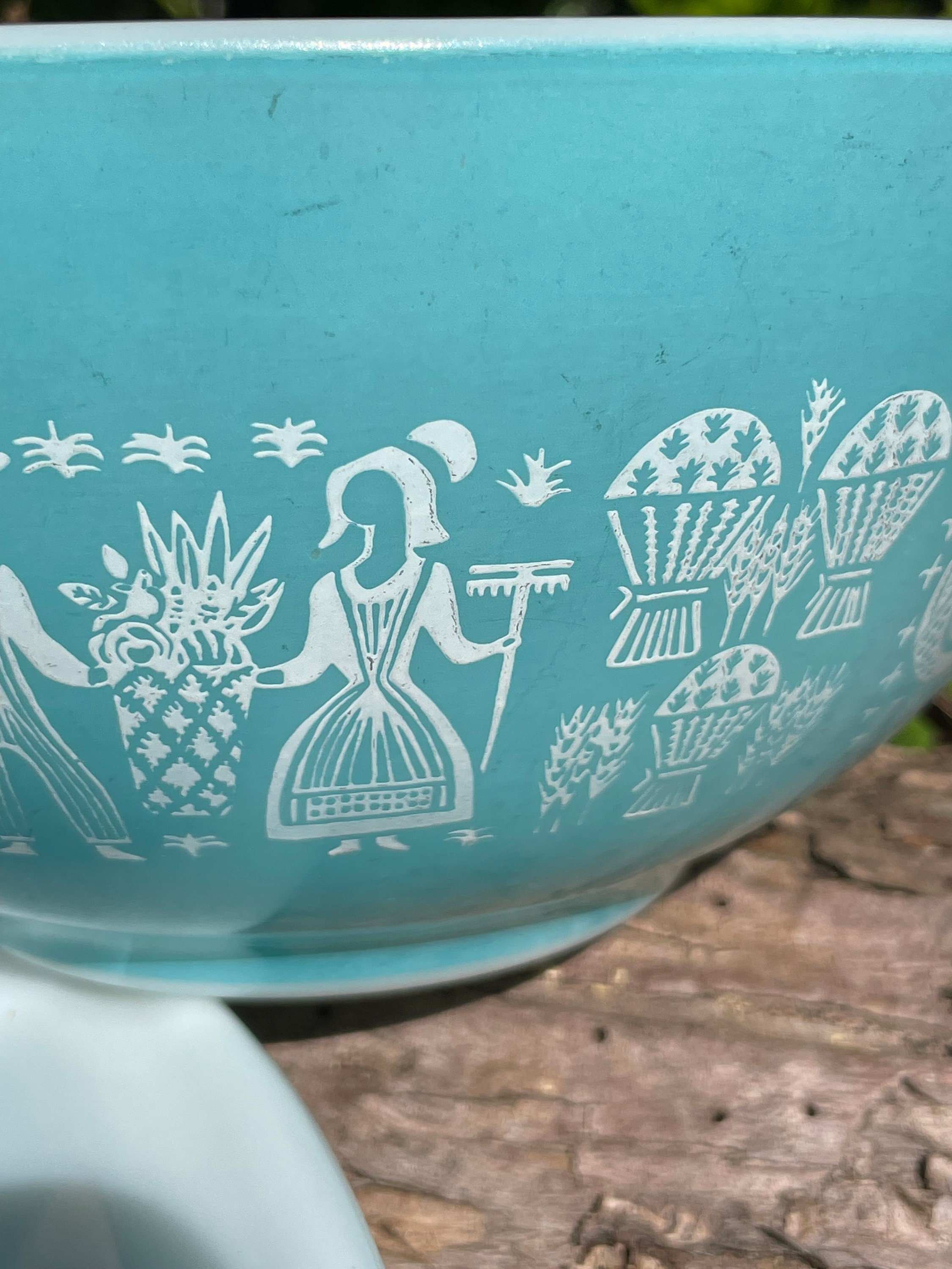 Set of 3 Turquoise Pyrex Butterprint Pattern Cinderella Nesting Bowls ...