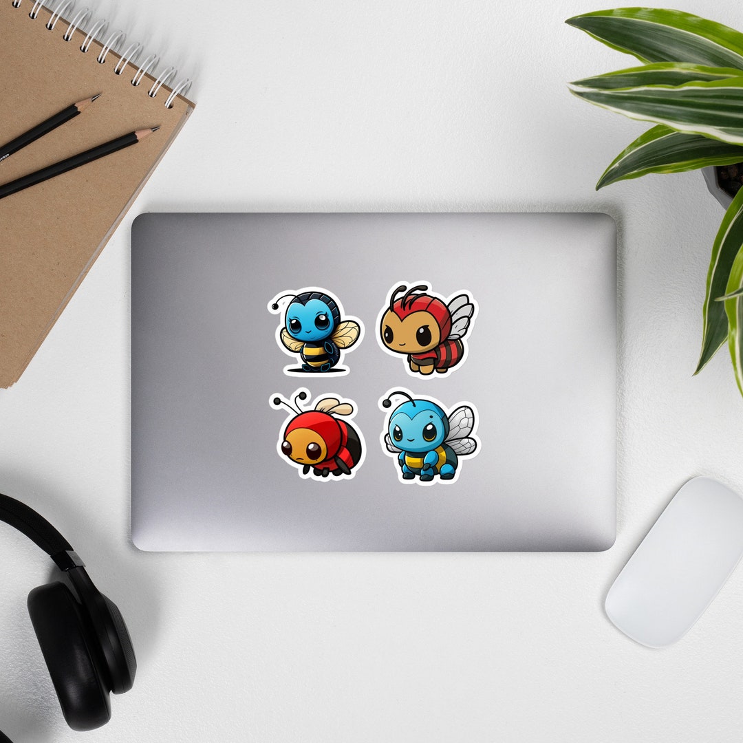 4pc || Red and Blue Bees Sticker Sheet - Etsy
