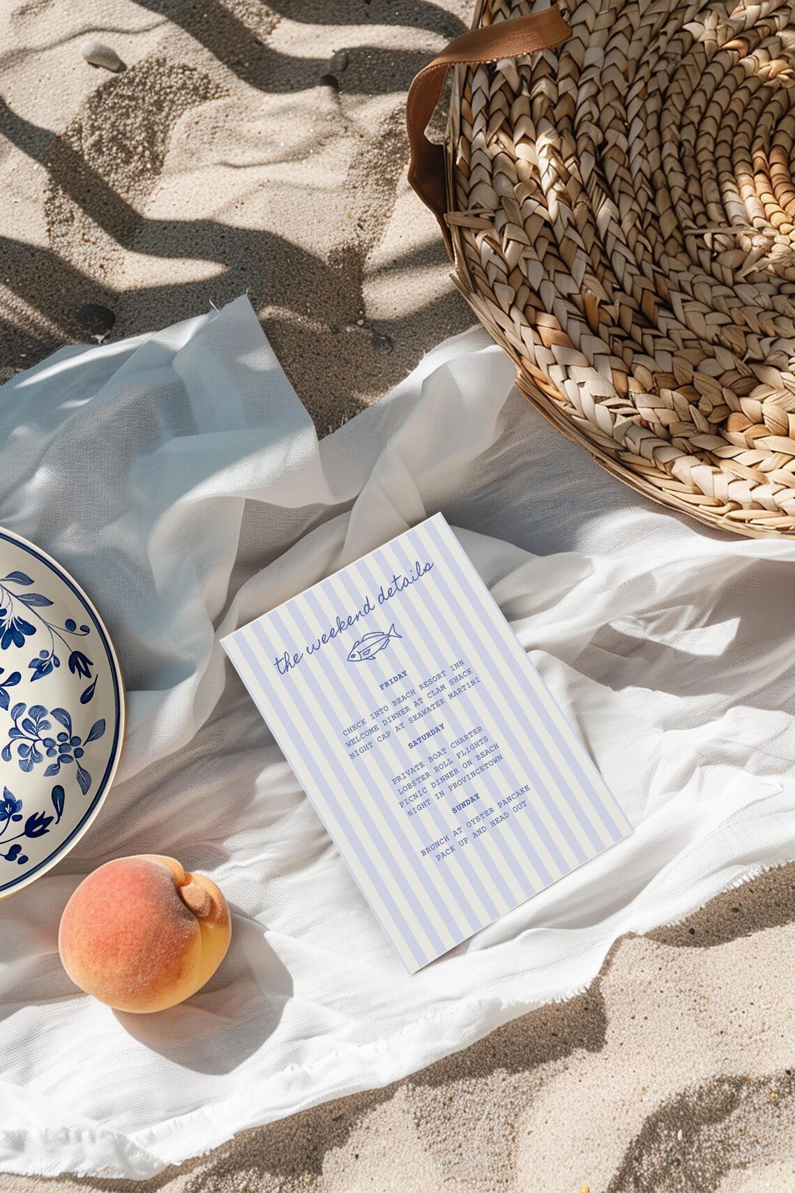 Beach Bachelorette Party Invitation & Itinerary: Nautical Cape Cod ...