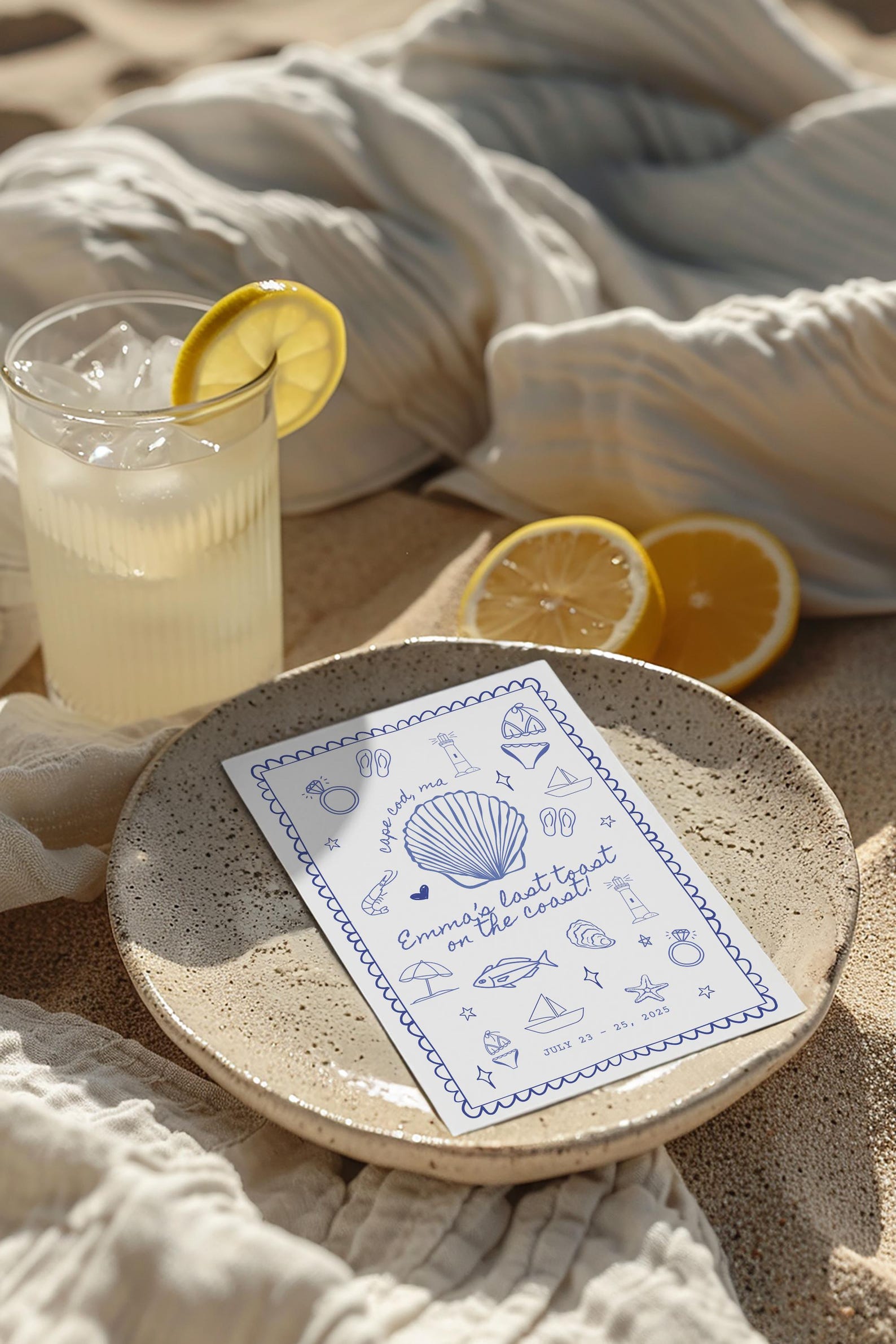 Beach Bachelorette Party Invitation & Itinerary: Nautical Cape Cod ...