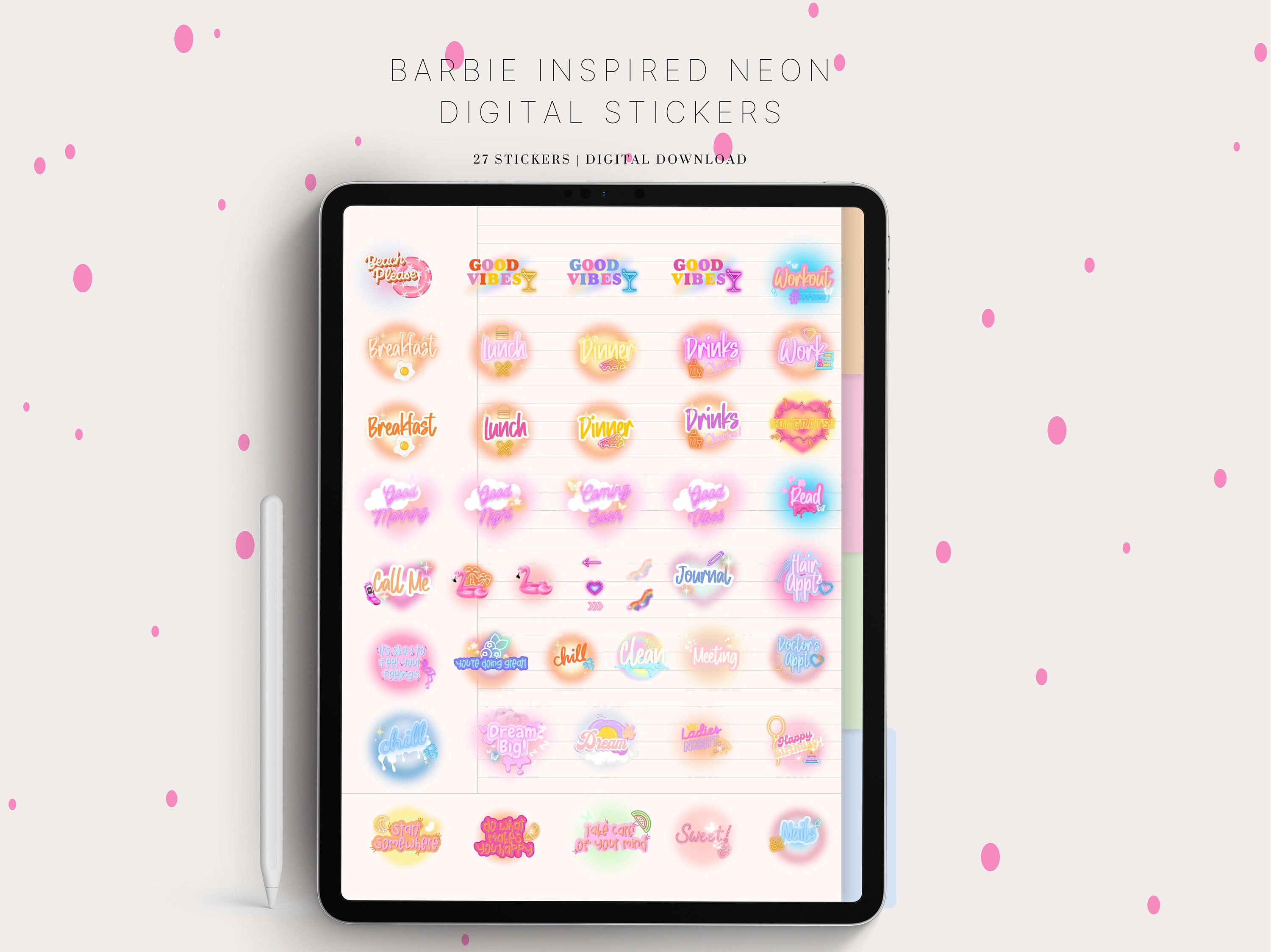 Colorful Digital Stickers, Digital Planner Stickers, Fun, Trendy ...