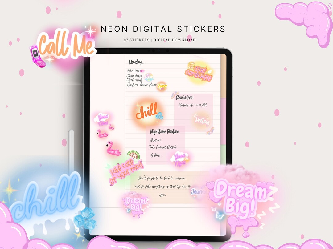 Colorful Digital Stickers, Digital Planner Stickers, Fun, Trendy ...