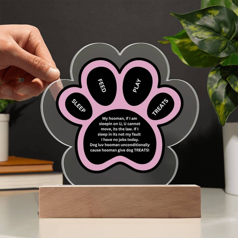 Dogs Paw Print Acrylic Plaque With LED Option, Gifts for Dog Lover ...