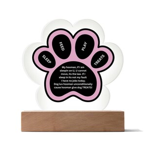 Dogs Paw Print Acrylic Plaque With LED Option, Gifts for Dog Lover ...