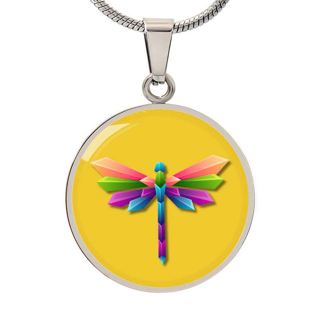 Custom Engraved Dragonfly Disc Resin Necklace - Colourful Summer ...