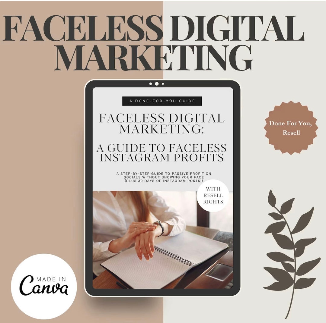 Faceless Digital Marketing Guide: Faceless Profits Includes Bonus Canva Book - Etsy