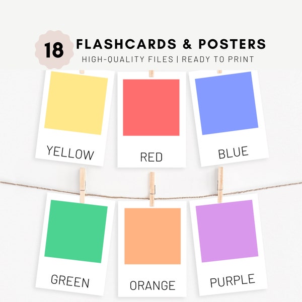 Colors Flashcards - Etsy