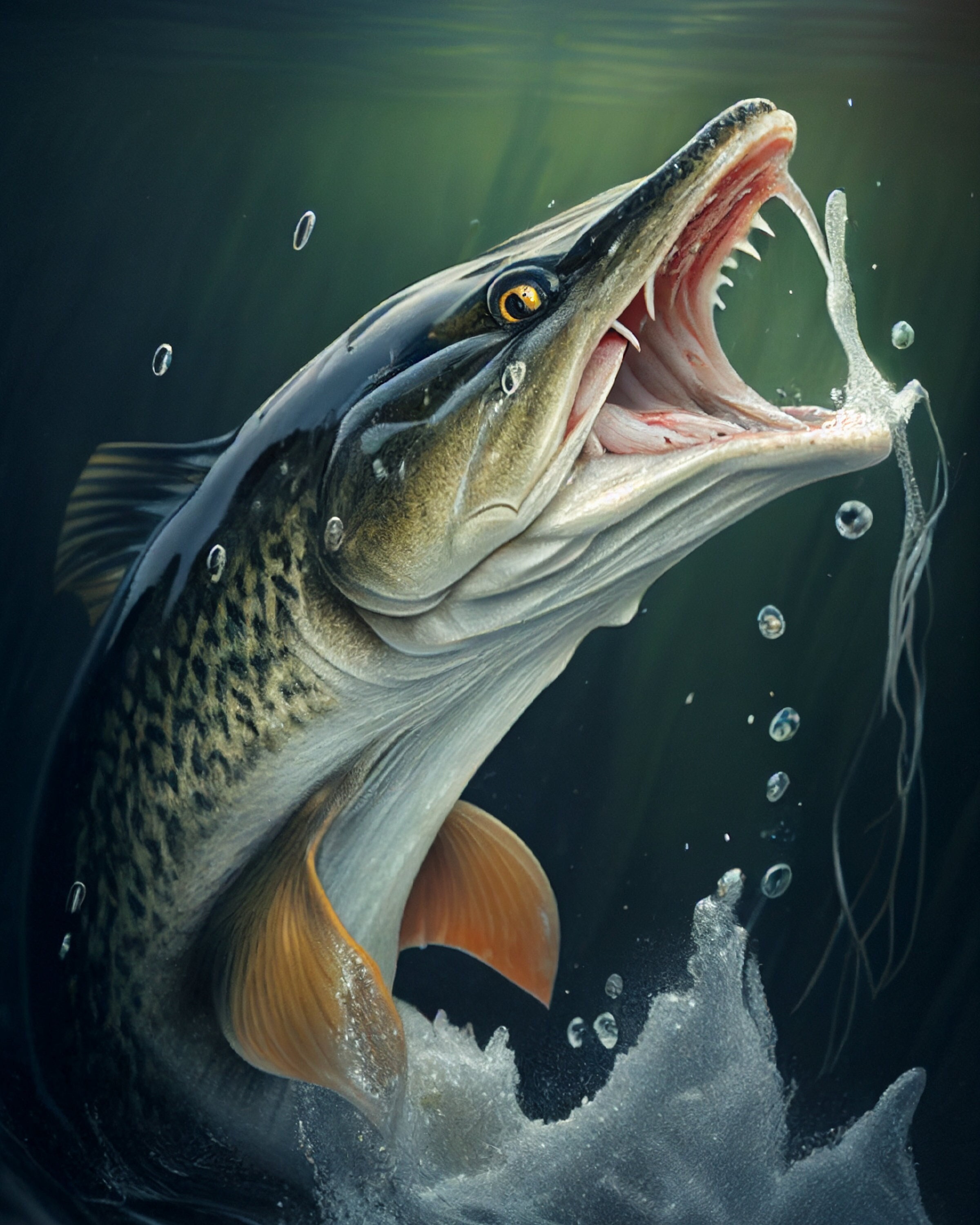 Mad Musky Jumping Out of Water - Etsy