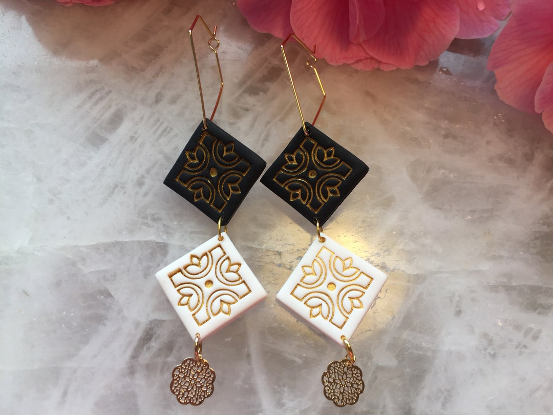 Stunning Middle Eastern Style Tile Dangle Earrings - Etsy