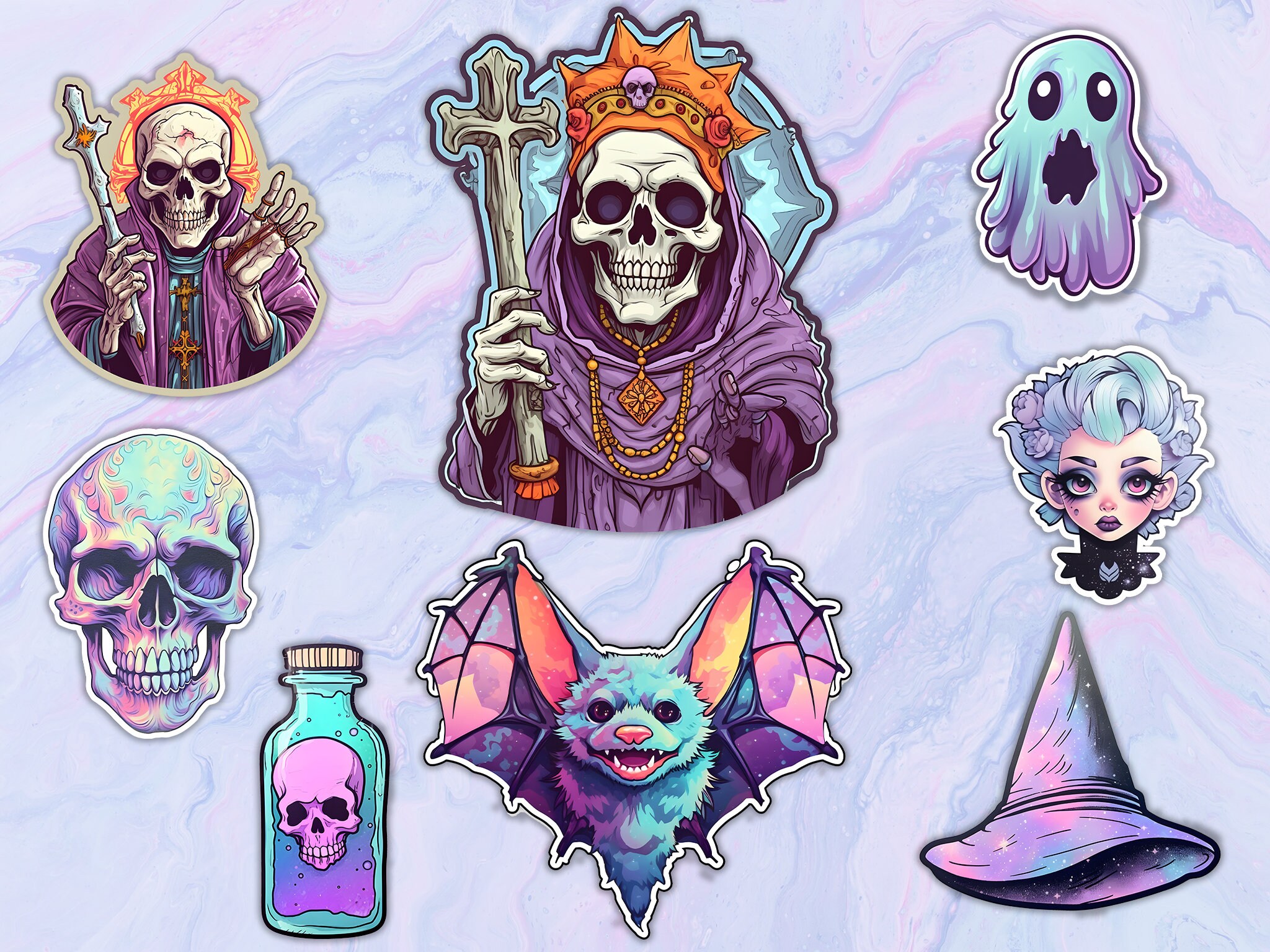 Pastel Goth Stickers, Witchy Stickers, Pastel Goth Clipart, Pastel ...
