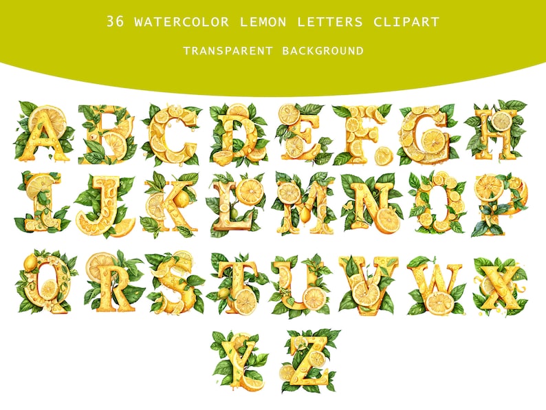 Lemons Alphabet Clipart , Alphabet, Transparent Background, High ...