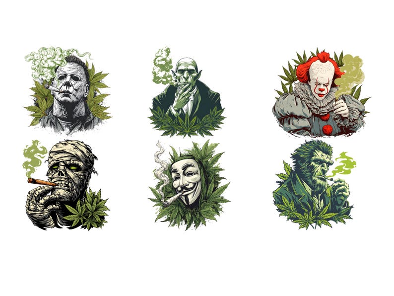 Horror Halloween Cannabis Clipart, 30 PNG Marijuana Clipart, Cannabis ...