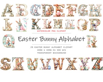 Easter Bunny Alphabet, Letters Png, Alphabet Png, Instant Download for ...